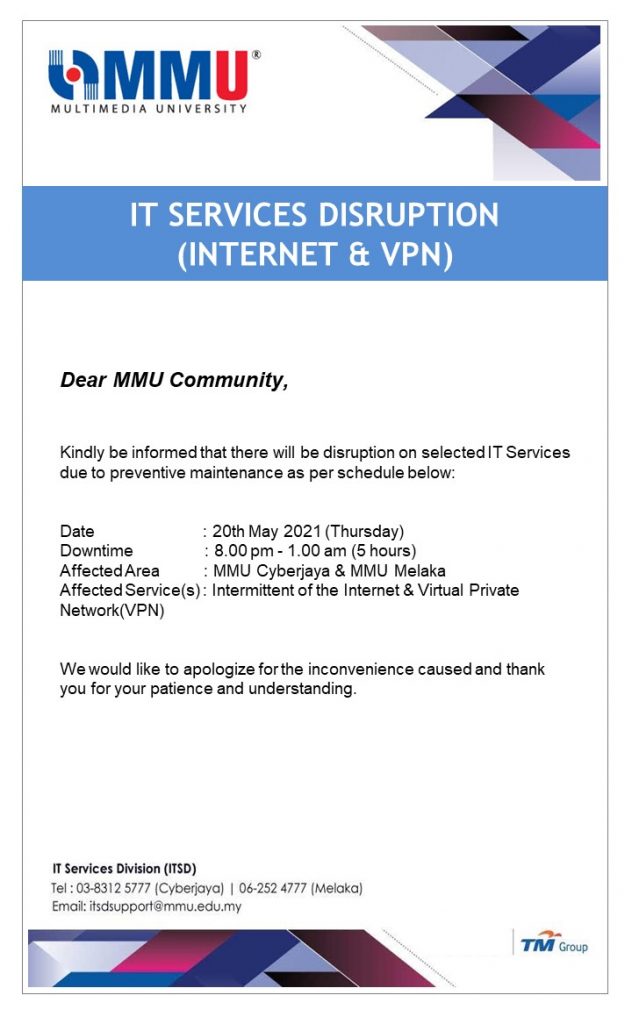 IT Services Disruption (Internet & VPN) – Network & Intelligent Campus ...