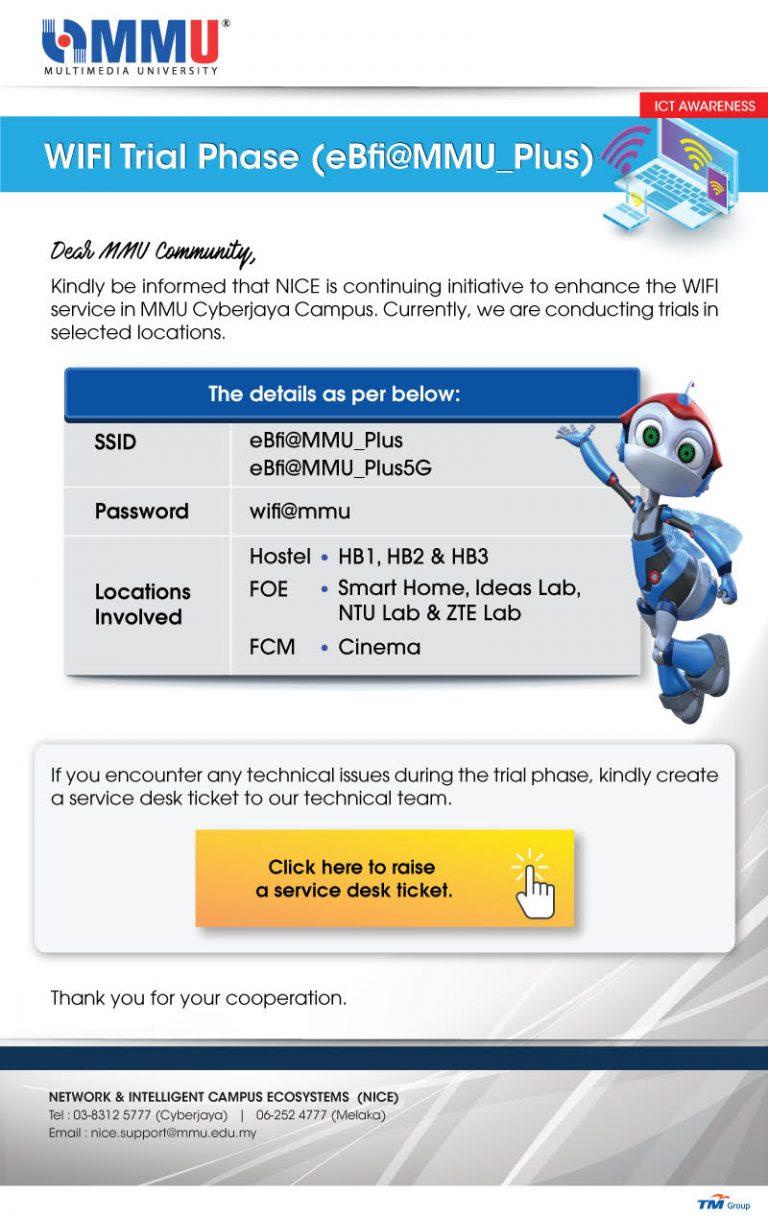 WIFI Trial Phase (eBfi@MMU_Plus) – Network & Intelligent Campus Ecosystems