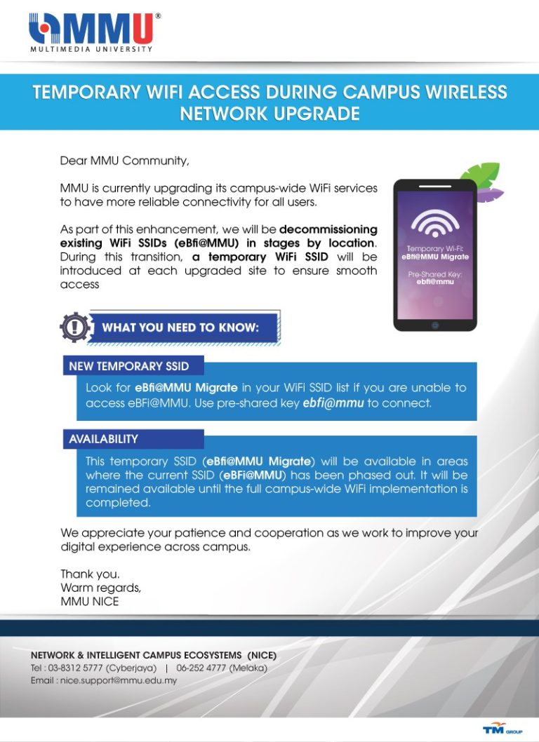 TEMPORARY WIFI ACCESS DURING CAMPUS WIRELESS NETWORK UPGRADE – Network ...